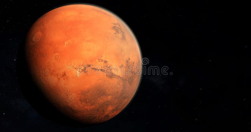 Red Planet Mars in Outer Space Stock Illustration - Illustration of ...