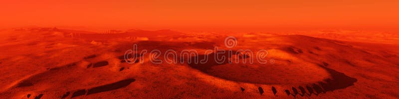 Red Planet, Panoramic Landscape of Mars Stock Image - Image of mountain ...