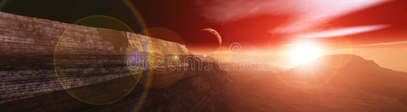 Red Planet, Panoramic Landscape of Mars Stock Illustration ...