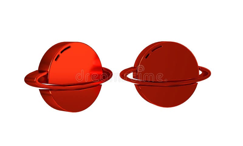 Red Planet Saturn with Planetary Ring System Icon Isolated on ...