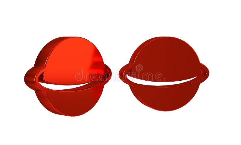 Red Planet Saturn with Planetary Ring System Icon Isolated on ...