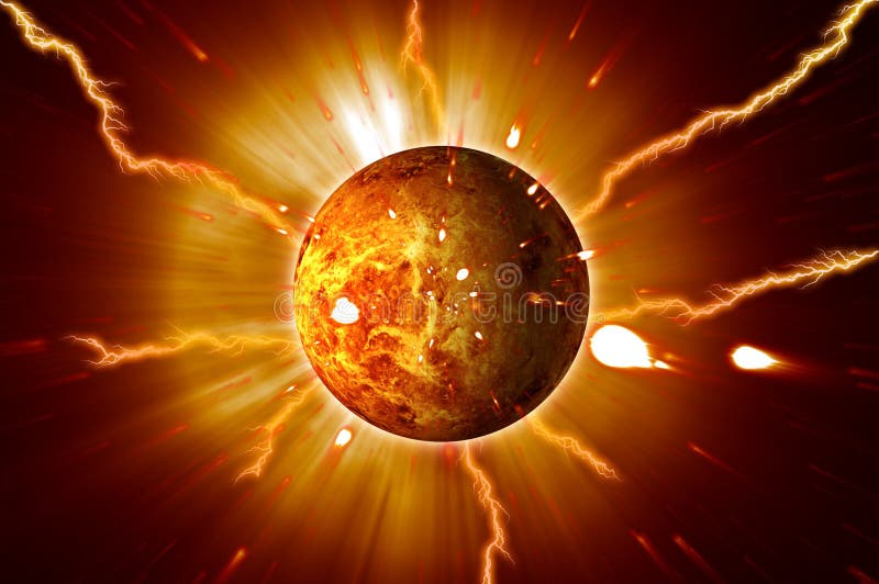Red Planet Sun Flares Storm Erupting Stock Illustration - Illustration ...