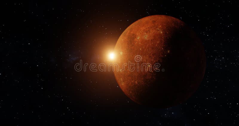 Red Planet and Sun Light View. Red Galaxy in Space Stock Image - Image ...