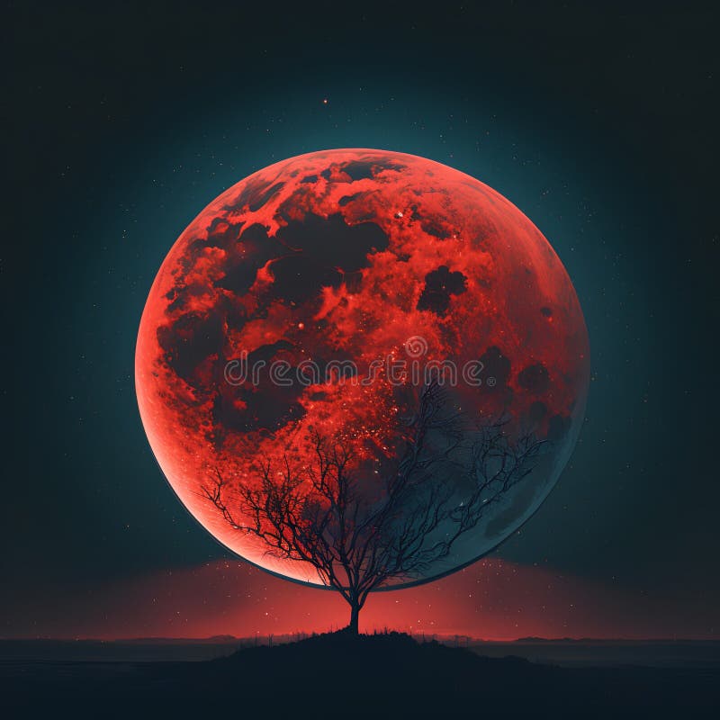 Red Planet in the Night Sky Over the City. 3d Rendering Generative AI ...