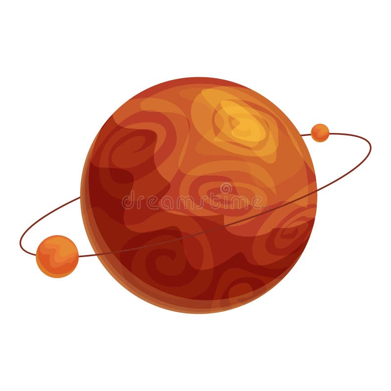 Red Planet with Two Moons Orbiting Around it Stock Illustration ...