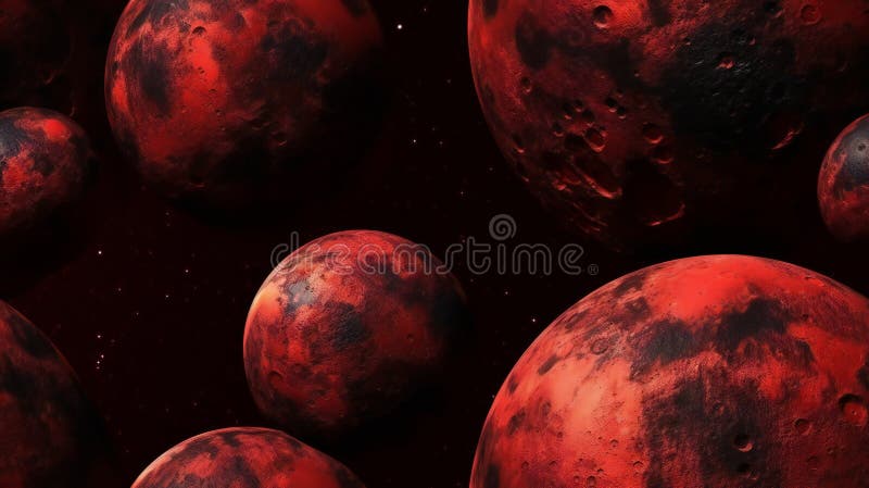 Red Planets in Outer Space, Illustration of Planets in Space Stock ...
