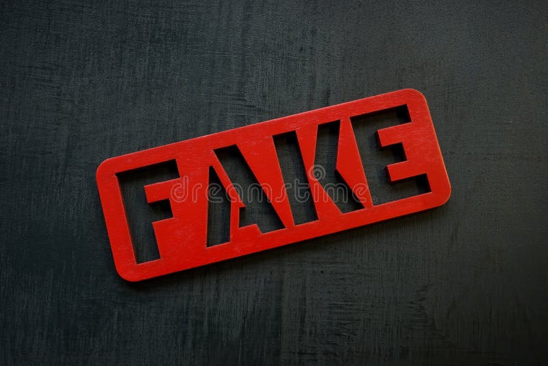 Red Plaque Fake on a Dark Surface. Stock Image - Image of fiction ...