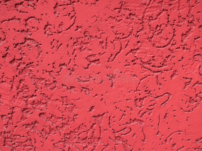 Red Plaster Patterned on the Wall, Textured Surface Stock Image - Image ...