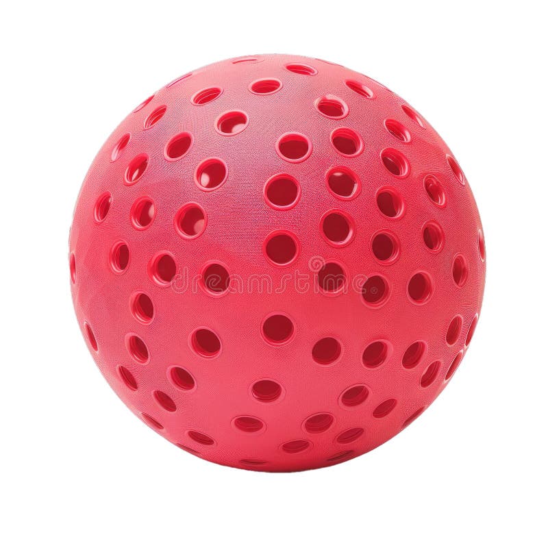 Red Plastic Ball with Holes on White Background Stock Illustration ...