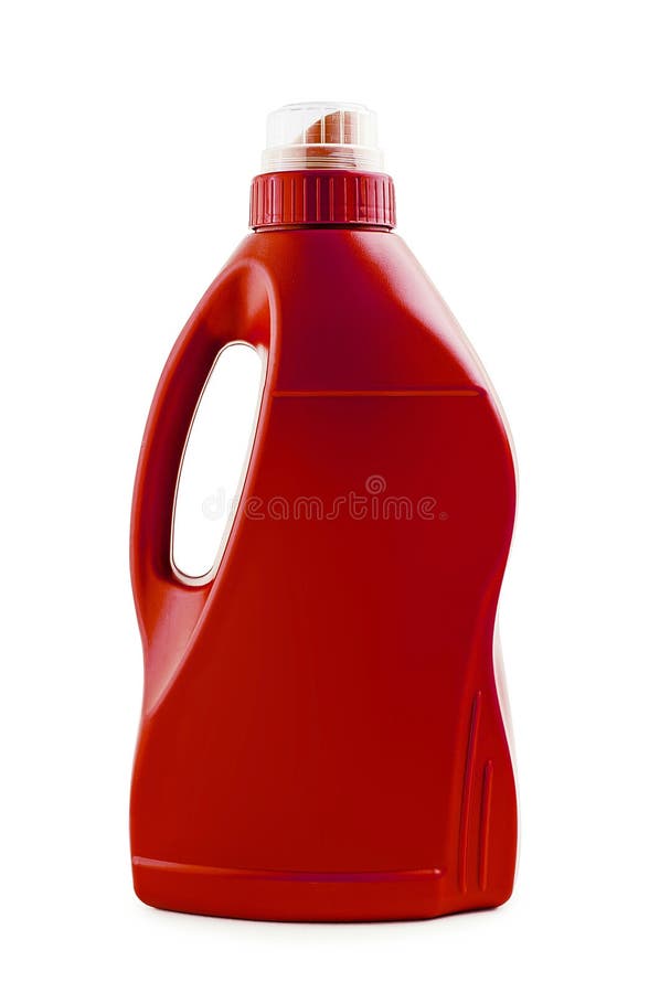 Red Plastic Bottle for Detergent Isolated Stock Image - Image of ...