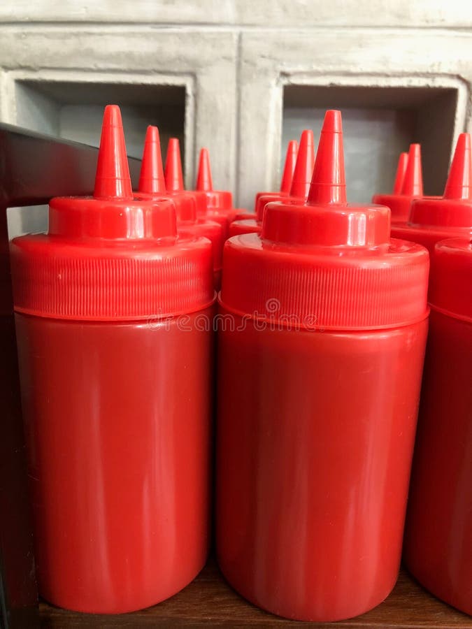 Red Plastic Bottle for Ketchup Stock Image - Image of ketchup ...