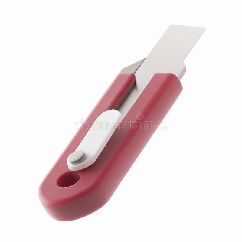 Red Plastic Box Cutter Utility Knife with Stainless Steel Blade and ...