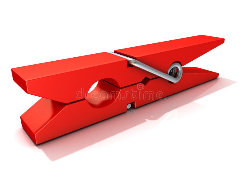 Red Plastic Clothes Pin. Closed Stock Illustration - Illustration of ...