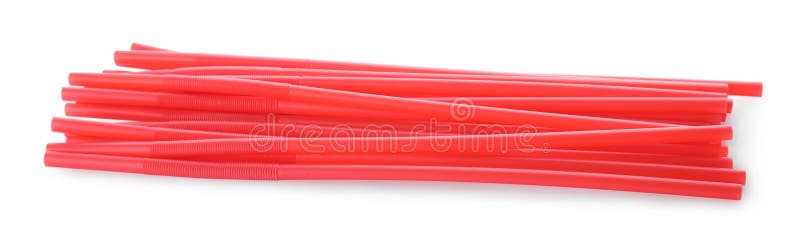 Red Plastic Cocktail Straws on White Background Stock Photo - Image of ...