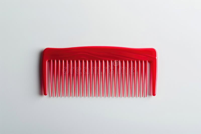 A Red Plastic Comb Isolated on a White Background Stock Image - Image ...