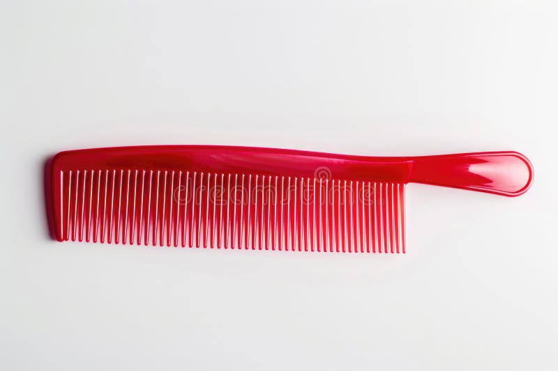 A Red Plastic Comb Isolated on a White Background Stock Photo - Image ...