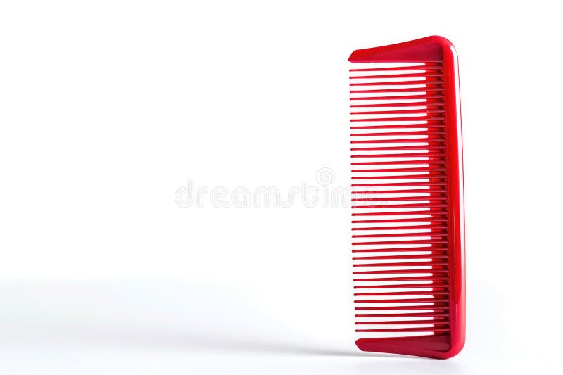 A Red Plastic Comb Isolated on a White Background Stock Image - Image ...