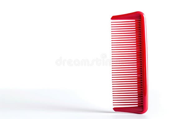 A Red Plastic Comb Isolated on a White Background Stock Image - Image ...