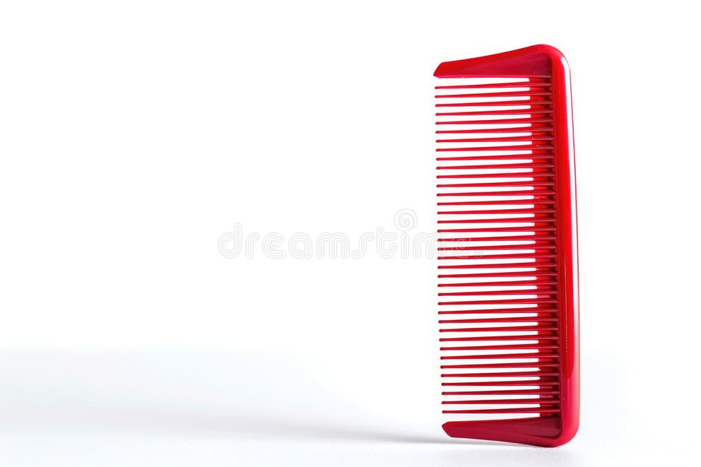 A Red Plastic Comb Isolated on a White Background Stock Image - Image ...