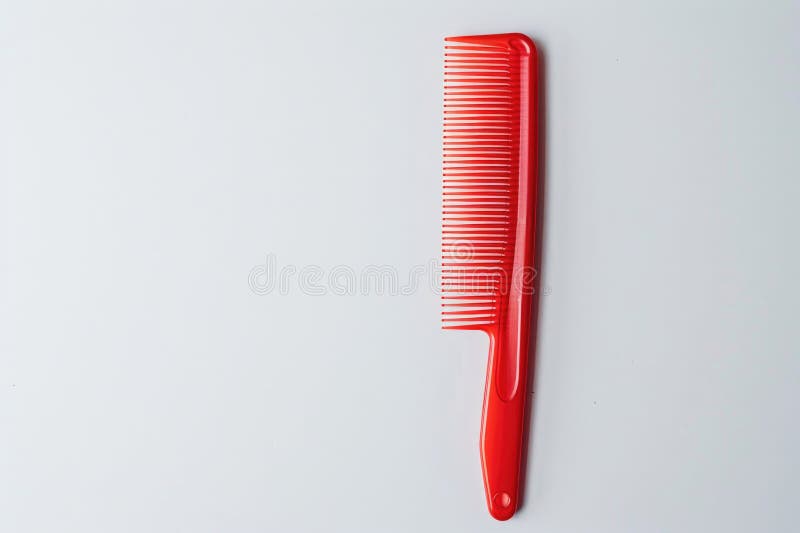 A Red Plastic Comb Isolated on a White Background Stock Image - Image ...