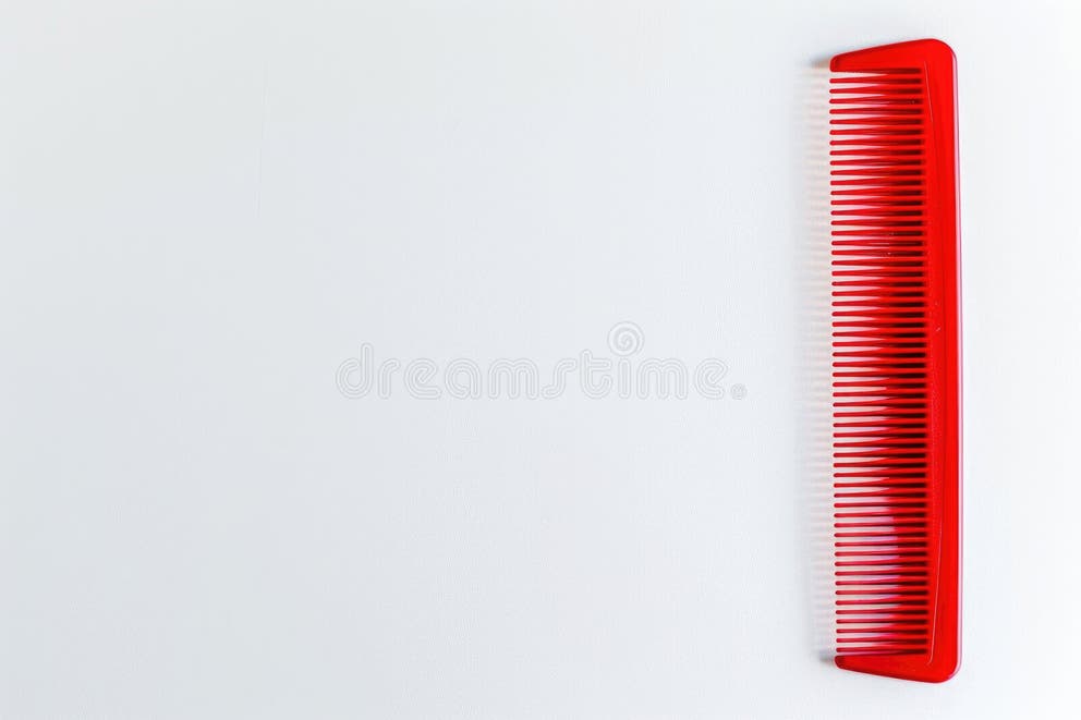 A Red Plastic Comb Isolated on a White Background Stock Image - Image ...