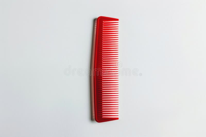 A Red Plastic Comb Isolated on a White Background Stock Photo - Image ...