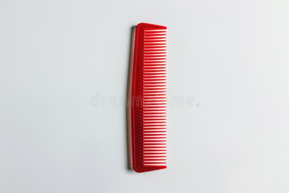 A Red Plastic Comb Isolated on a White Background Stock Photo - Image ...
