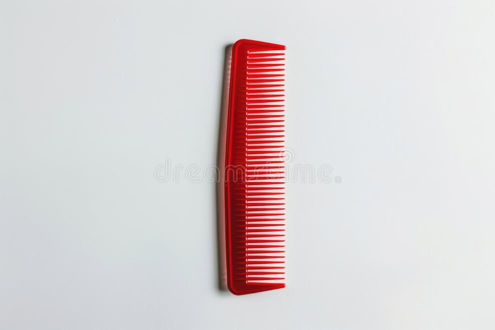 A Red Plastic Comb Isolated on a White Background Stock Photo - Image ...