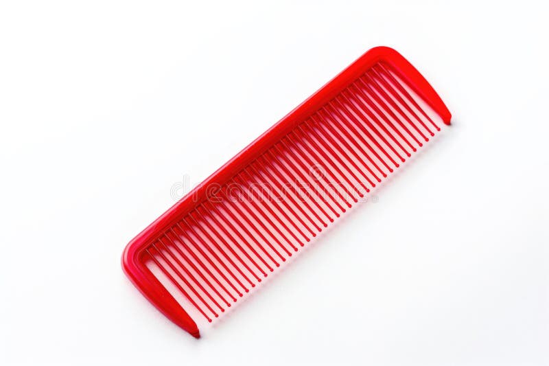 A Red Plastic Comb Isolated on a White Background Stock Image - Image ...