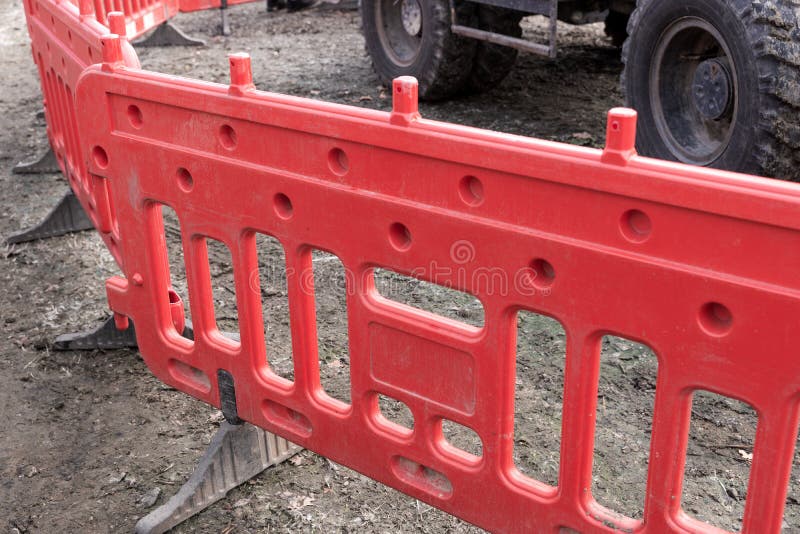 Red Plastic Construction Fence Stock Image - Image of danger, traffic ...