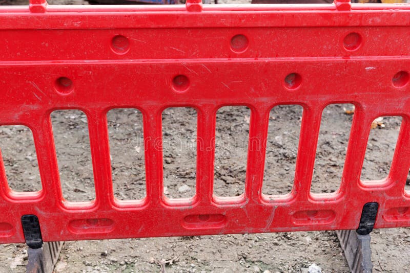 Red Plastic Construction Fence Stock Image - Image of color, industrial ...