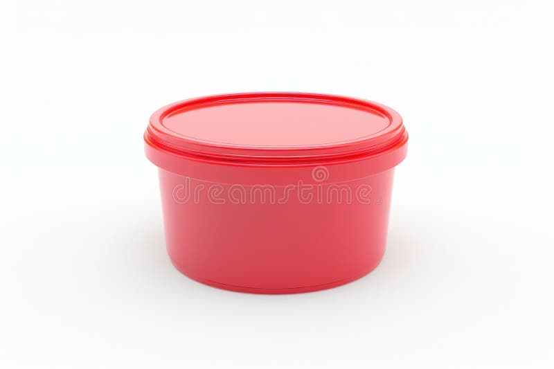 A Red Plastic Container with a Lid on a White Background, Great for Use ...