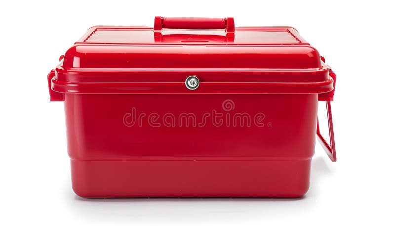 Red Plastic Cool Box Isolated on White Stock Image - Image of packaging ...