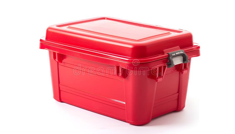 Red Plastic Cool Box Isolated on White Stock Image - Image of beverage ...