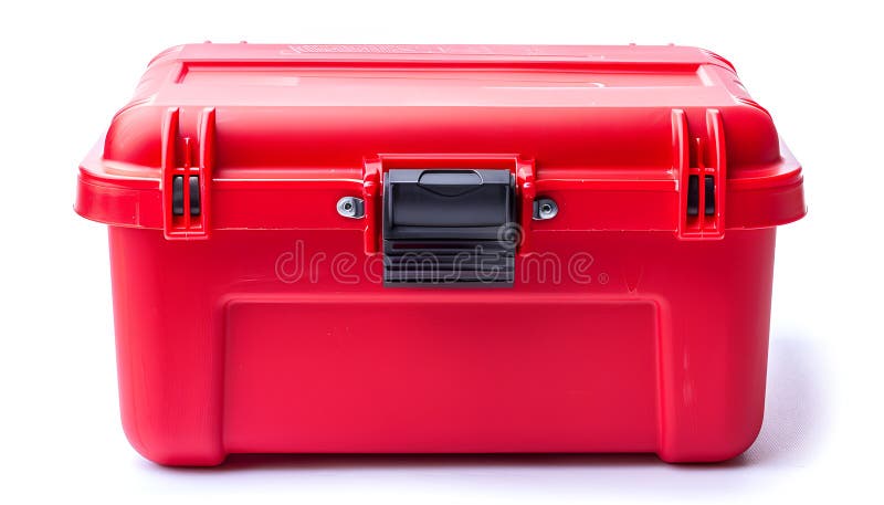 Red Plastic Cool Box Isolated on White Stock Photo - Image of drink ...