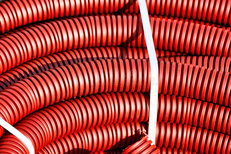 Red Plastic Corrugated Hose for Insulation and Laying of Wires and ...