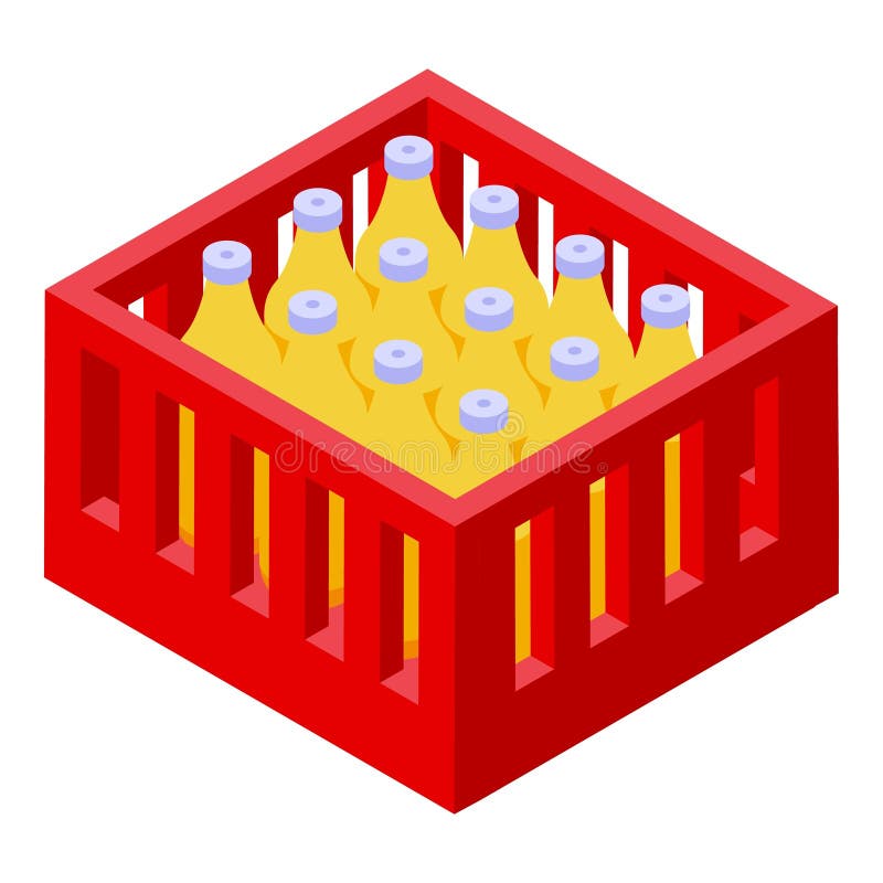 Red Plastic Crate Full of Glass Bottles with Yellow Liquid Inside ...
