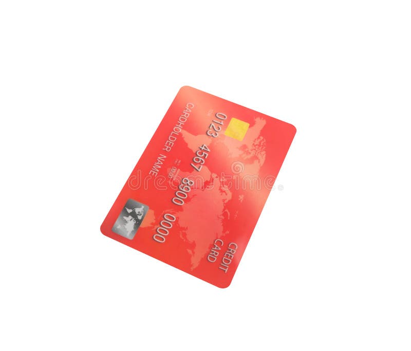 Red Plastic Credit Card Isolated on White Stock Photo - Image of ...
