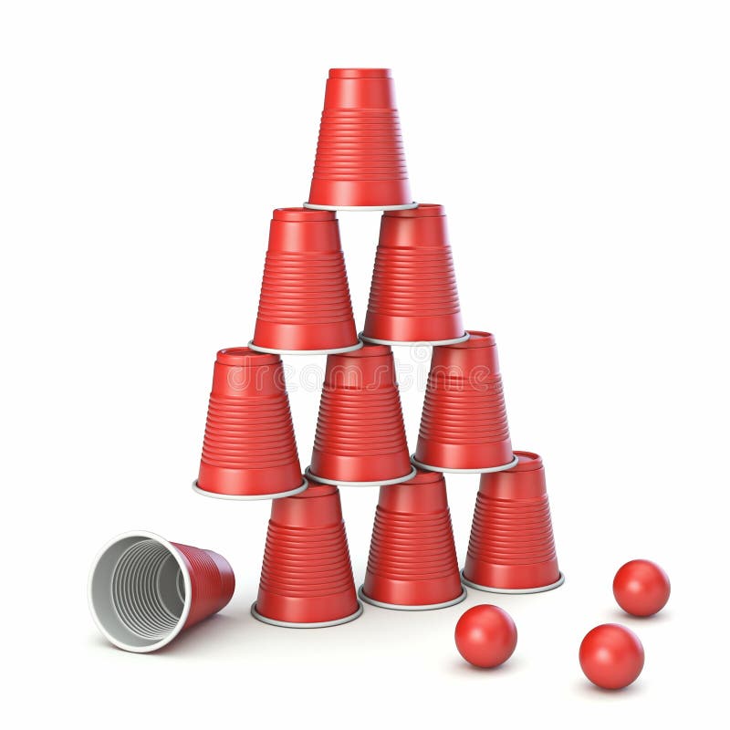 Red plastic cup pyramid 3D stock illustration. Illustration of weak ...