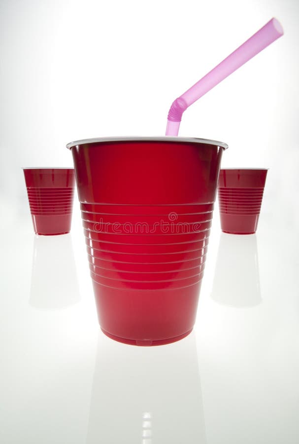 Red Plastic Cup w Straw stock photo. Image of bright, straw - 9394106