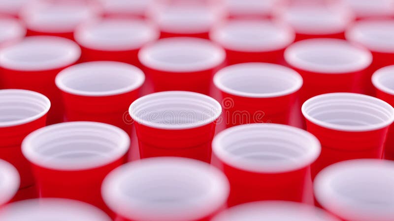 Red Plastic Cups in Large Quantities, Movement of the Dolly Camera ...
