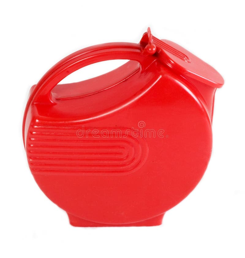 Red Plastic Deco Water Pitcher Stock Photo - Image of refrigerator ...