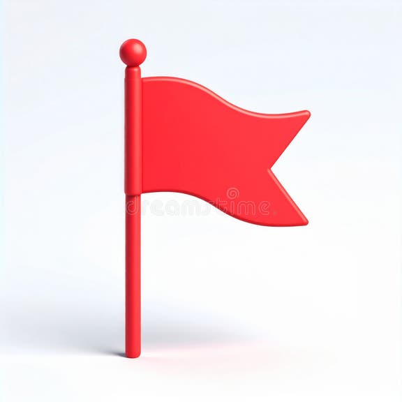 Red Plastic Flag 3D Render on White Background Stock Illustration ...