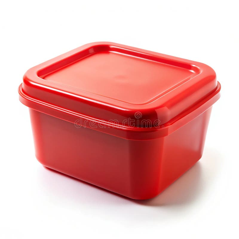 Red Plastic Food Container on White Background Generative AI Stock ...
