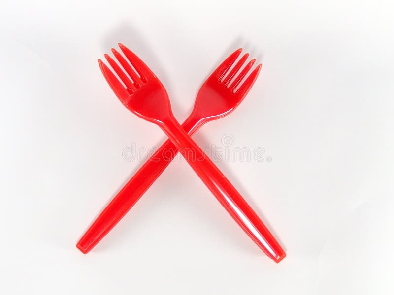 Red Plastic fork stock image. Image of simple, studio - 111696623