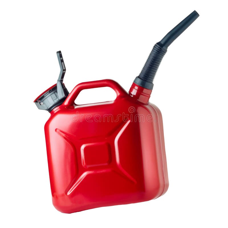 Red Plastic Gasoline Canister with Spout Isolated on a Transparent ...