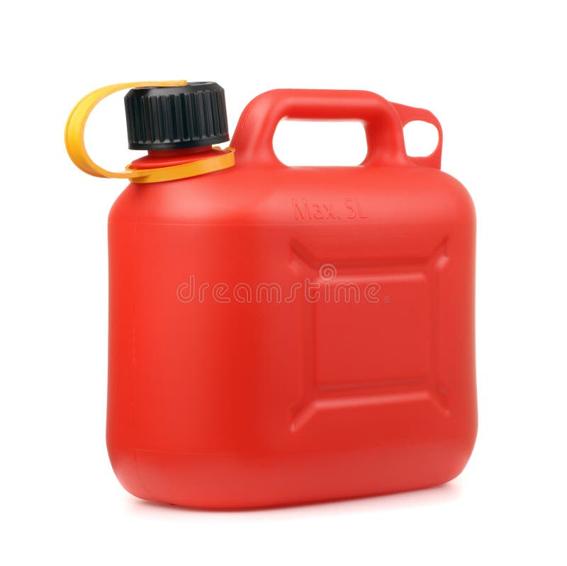 Red plastic fuel jerry can stock image. Image of energy - 356977687