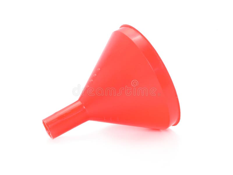 Red Plastic Funnel Isolated on White Stock Photo - Image of shiny ...