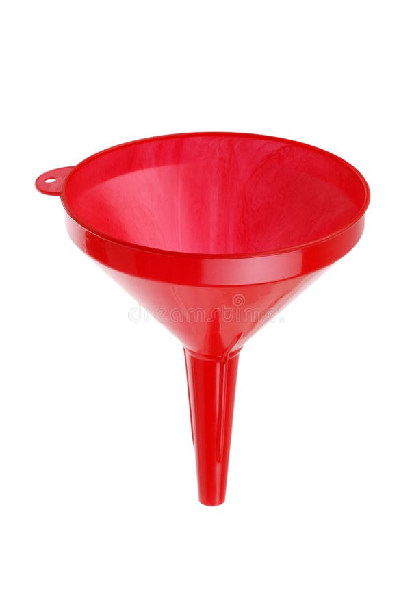 Red Plastic Funnel on White Stock Image - Image of empty, chemistry ...