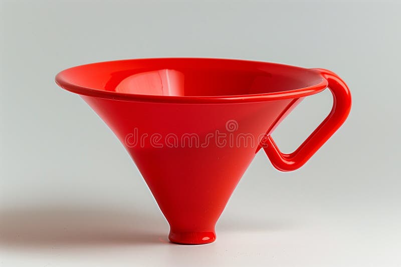 Red Plastic Funnel on a White Background Stock Photo - Image of ...